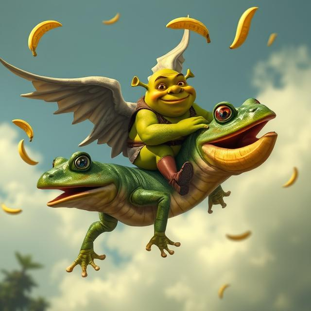 Wild Shrek on a Flying Frog