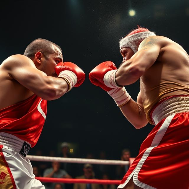 Boxers in Fight Pose