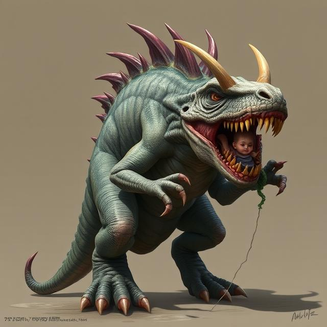 Deformed Dinosaur Minotaur Hybrid