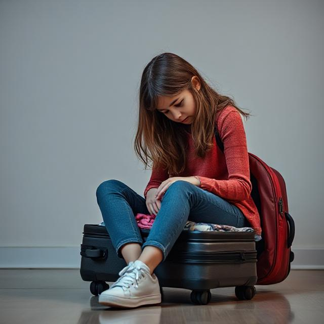 Sad Girl Packing