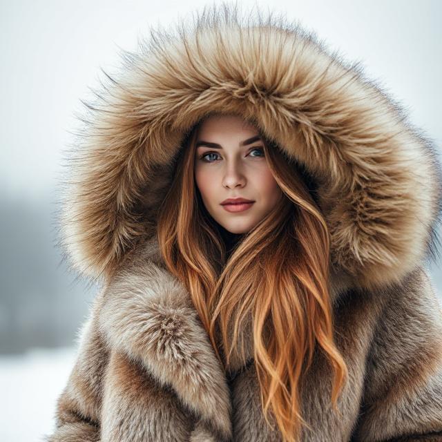 Woman in Luxurious Fur Coat
