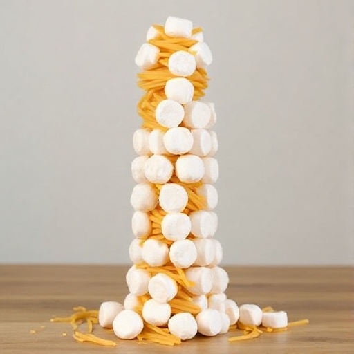 Pasta and Marshmallow Tower