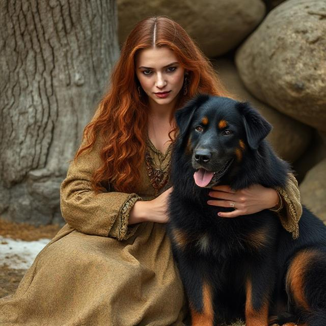 Sansa Stark with Leonbergers
