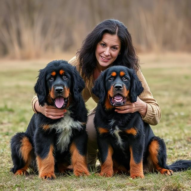 Catelyn Stark with Leonbergers