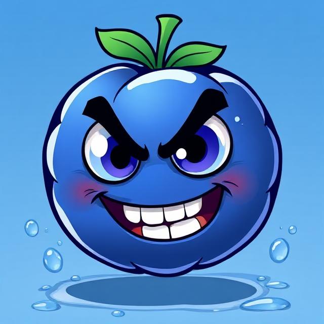 Angry Blue Cartoon Blueberry