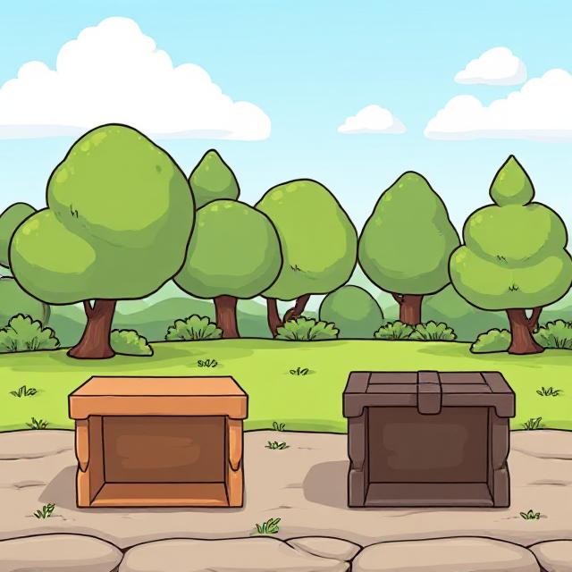 Cartoon Trees and Boxes Scene