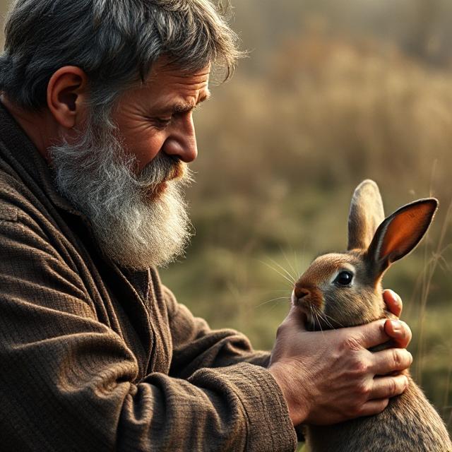 Lennie Petting the Rabbit
