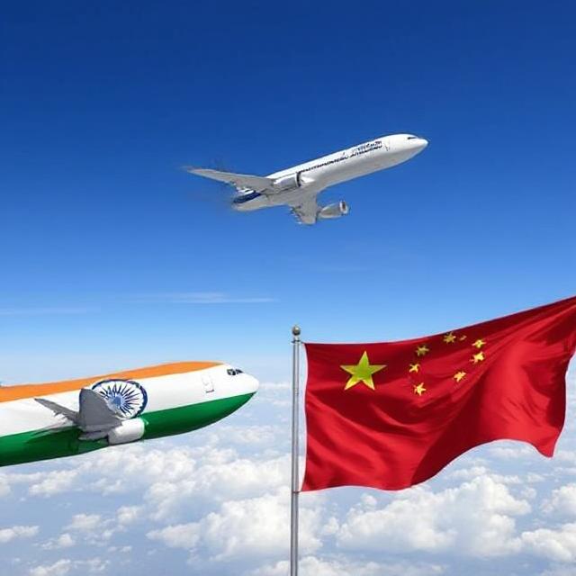 Airplanes with India and China Flags