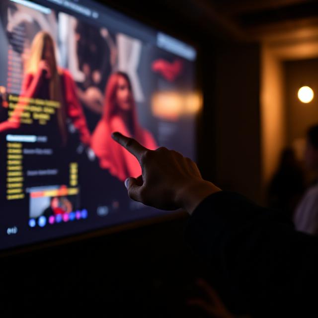 Person Pointing at Screen