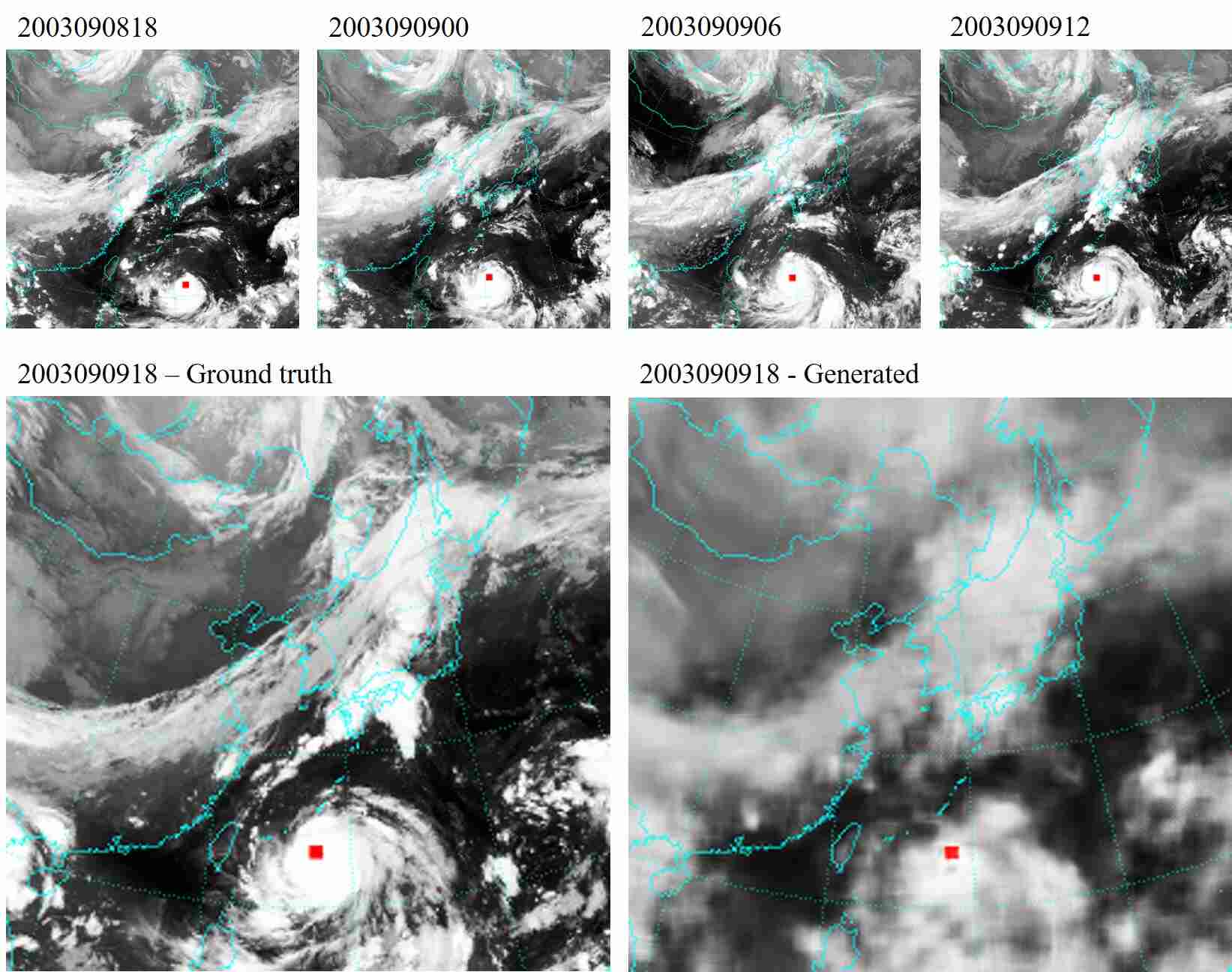 Typhoon Track Prediction Using Satellite Images In A Generative Adversarial Network Deepai 