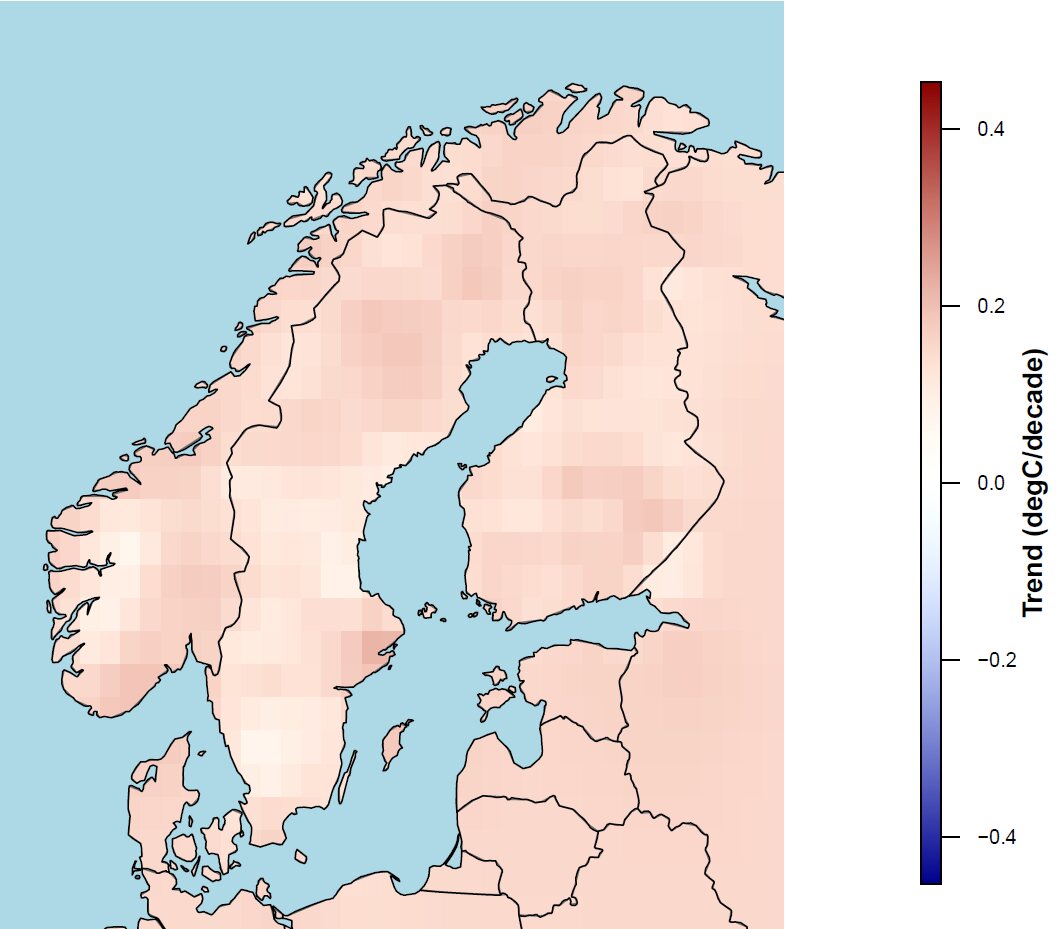 Spatial trend analysis of gridded temperature data at varying spatial ...