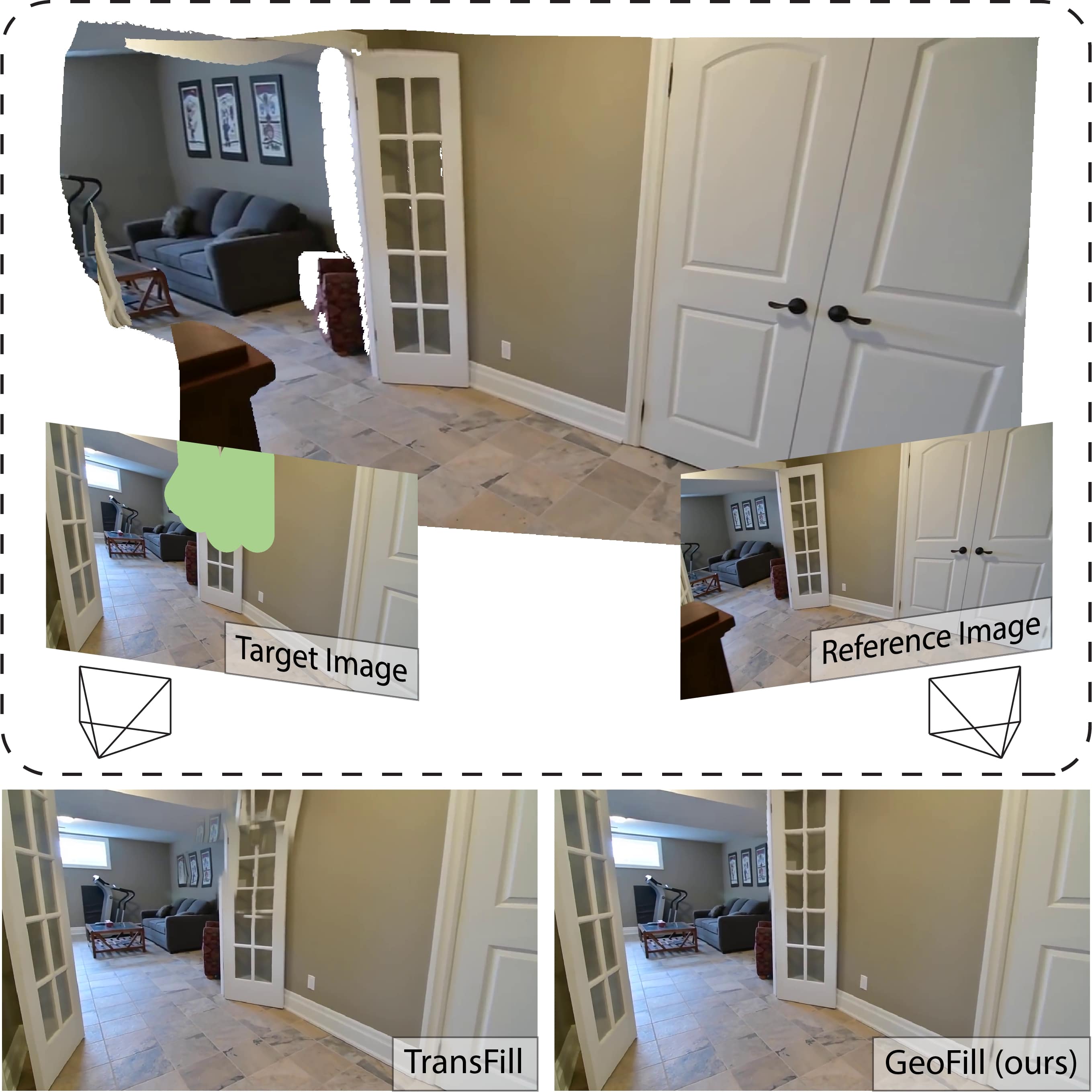 GeoFill: Reference-Based Image Inpainting of Scenes with Complex Geometry | DeepAI