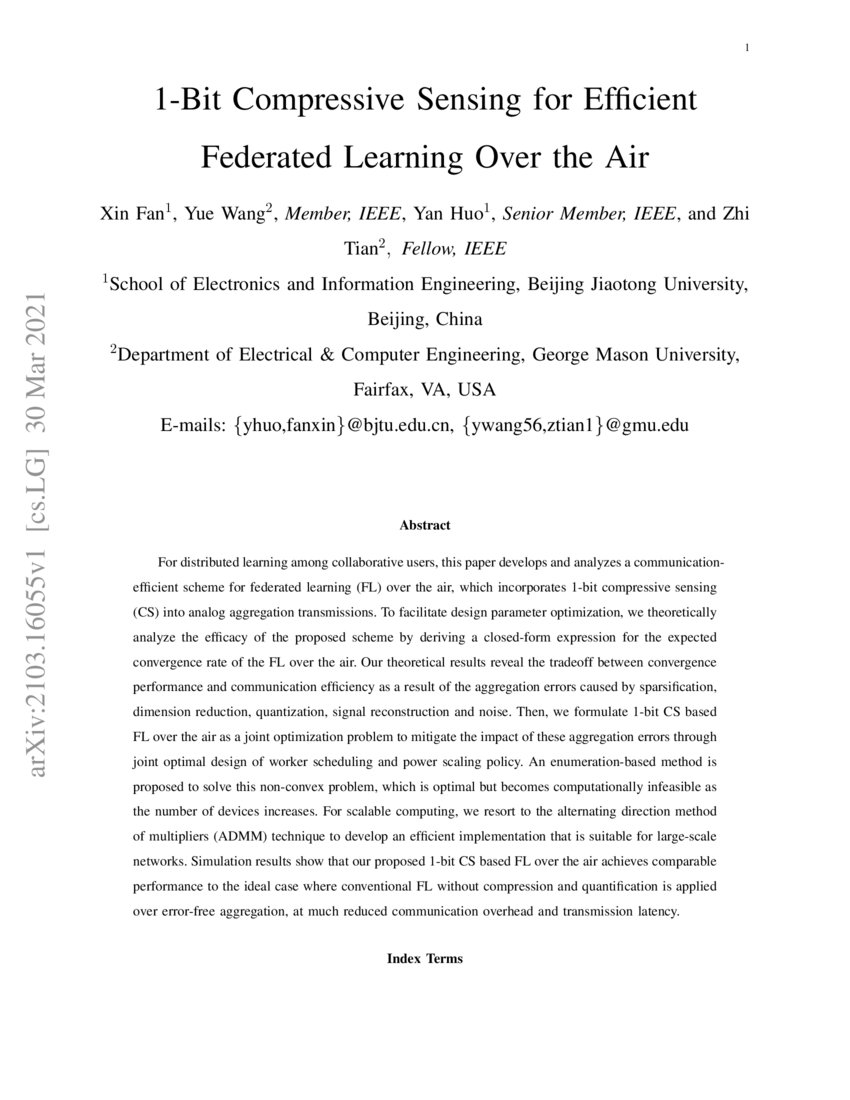 1 Bit Compressive Sensing For Efficient Federated Learning Over The Air