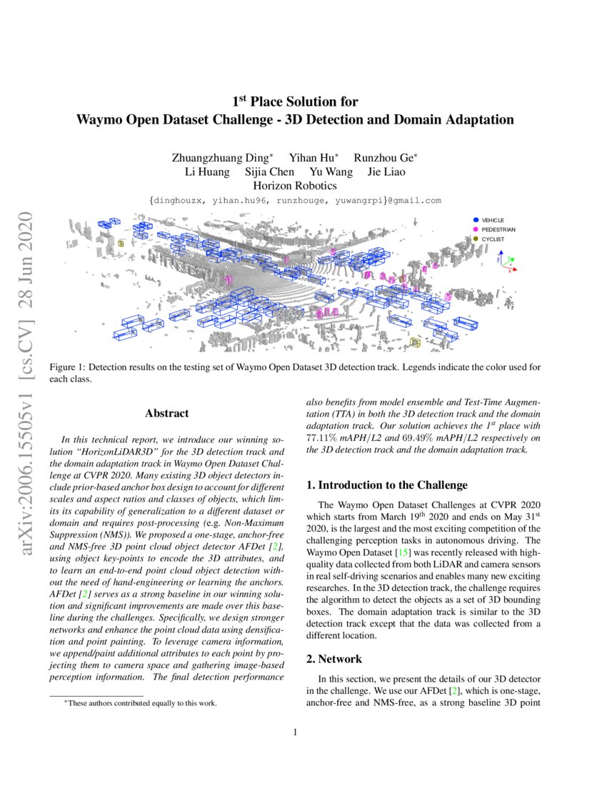 1st Place Solution For Waymo Open Dataset Challenge 3d Detection And