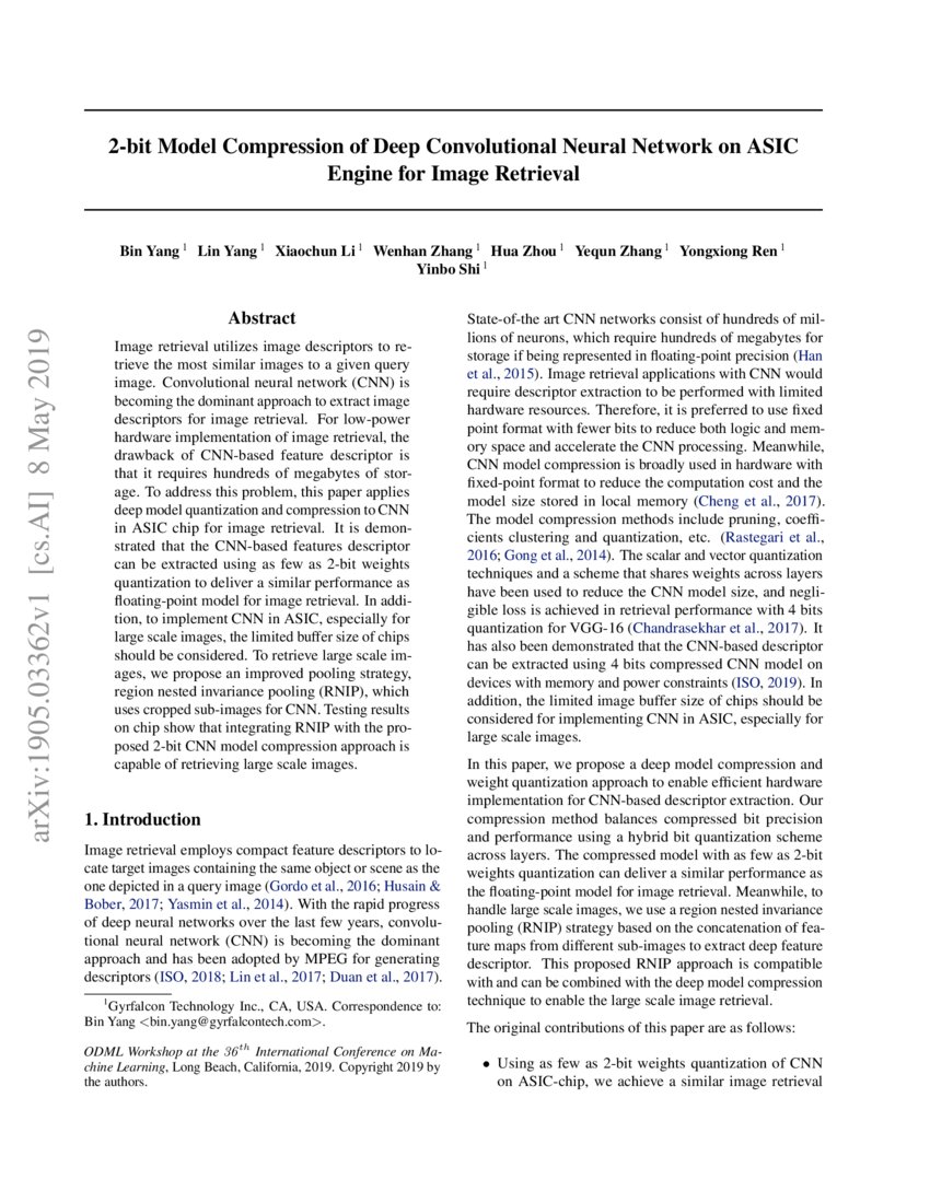 2 Bit Model Compression Of Deep Convolutional Neural Network On Asic Engine For Image Retrieval 3078