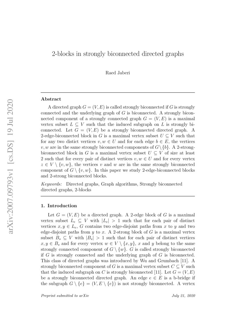 2 Blocks In Strongly Biconnected Directed Graphs Deepai