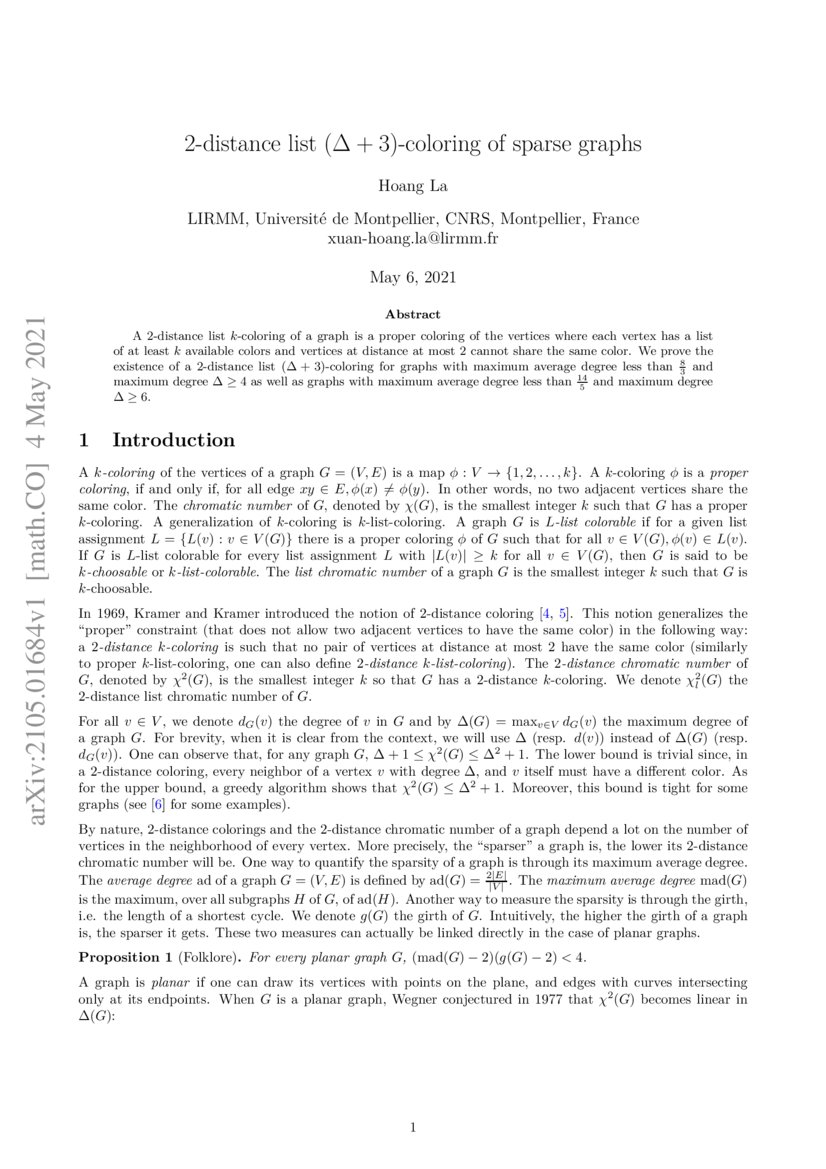 2-distance list (Δ+ 3)-coloring of sparse graphs | DeepAI