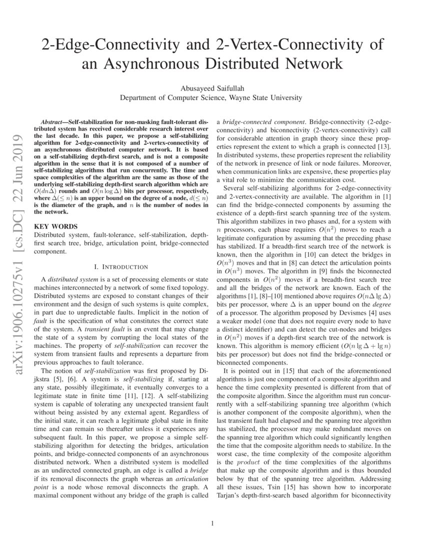 2-Edge-Connectivity and 2-Vertex-Connectivity of an Asynchronous ...