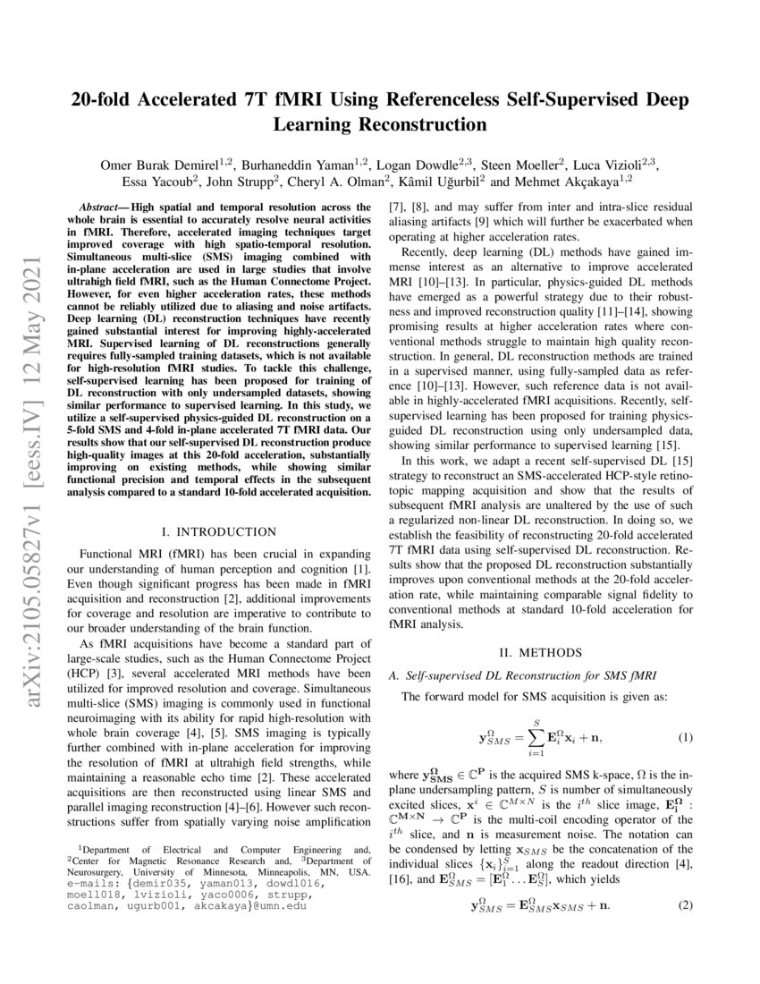 20 Fold Accelerated 7t Fmri Using Referenceless Self Supervised Deep Learning Reconstruction