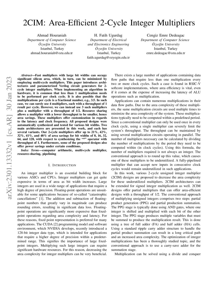 Efficient Multi-Cycle Folded Integer Multipliers | DeepAI Efficient Multi-Cycle Folded Integer Multipliers | DeepAI