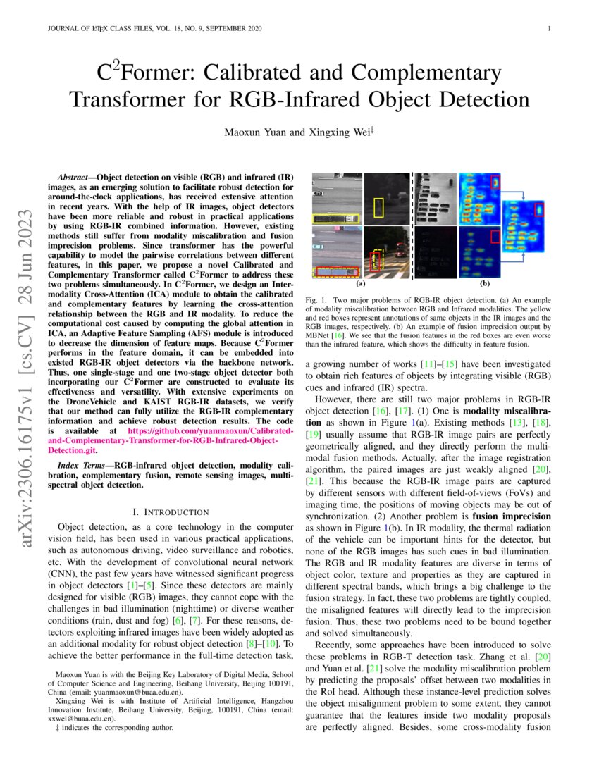 𝐂 2former Calibrated And Complementary Transformer For Rgb Infrared