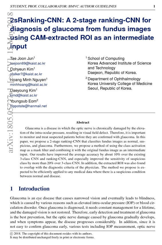 2sRanking-CNN: A 2-stage ranking-CNN for diagnosis of glaucoma from ...
