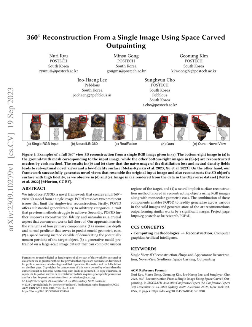 360^∘ Reconstruction From a Single Image Using Space Carved Outpainting ...