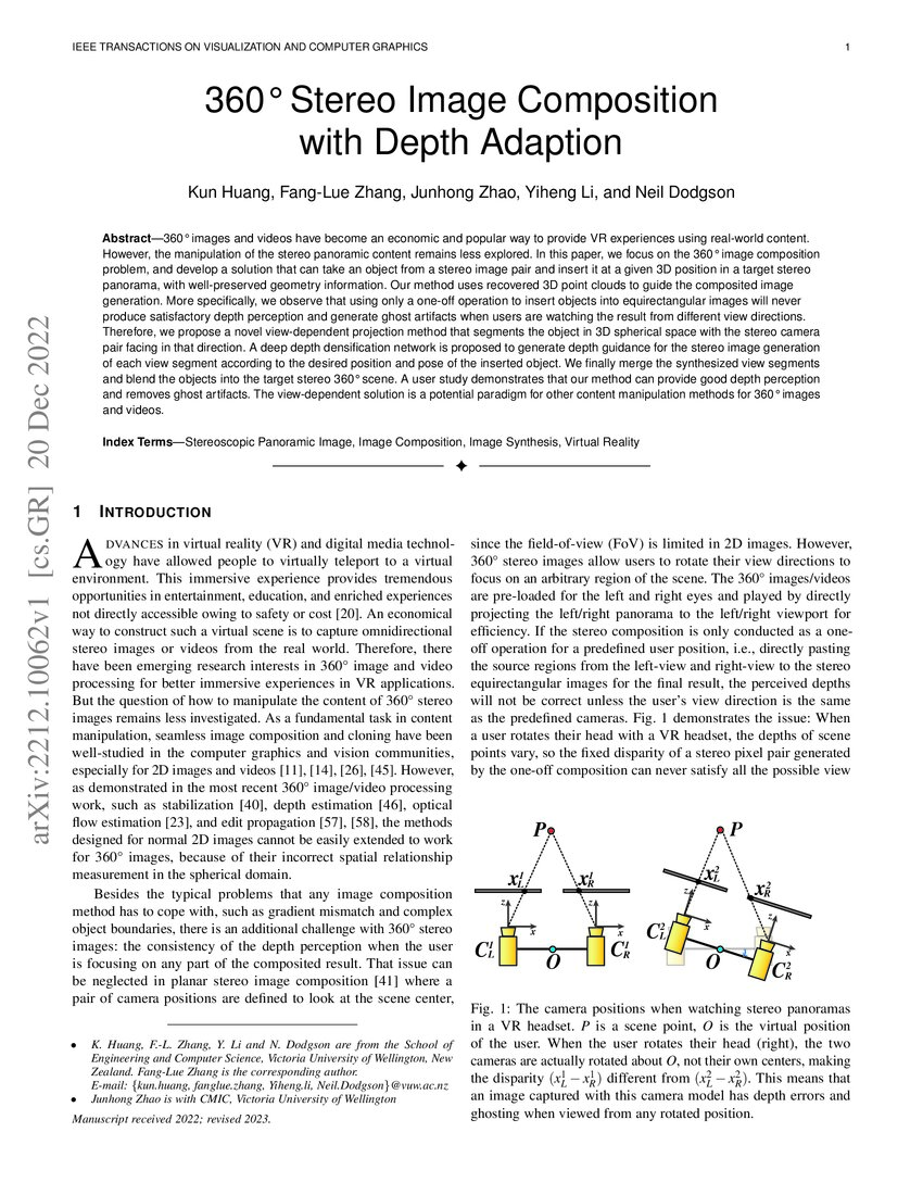 360^∘ Stereo Image Composition with Depth Adaption | DeepAI