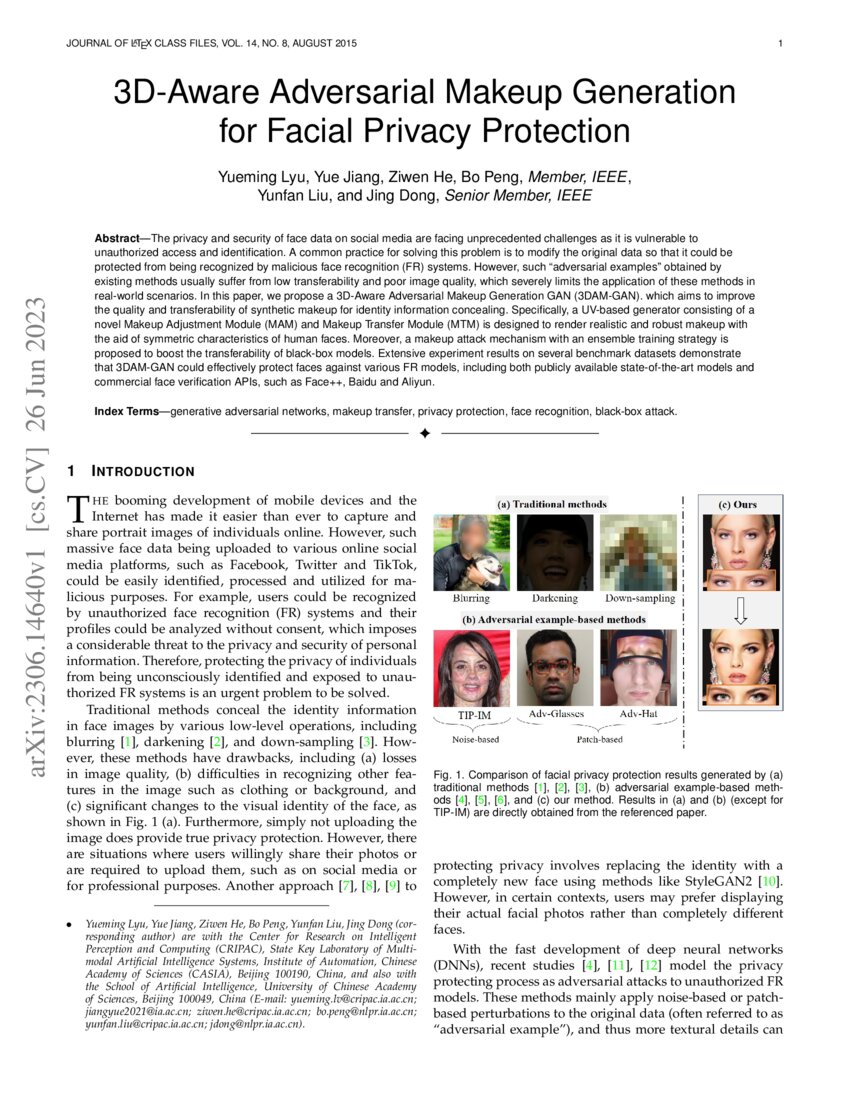 3D-Aware Adversarial Makeup Generation for Facial Privacy Protection ...