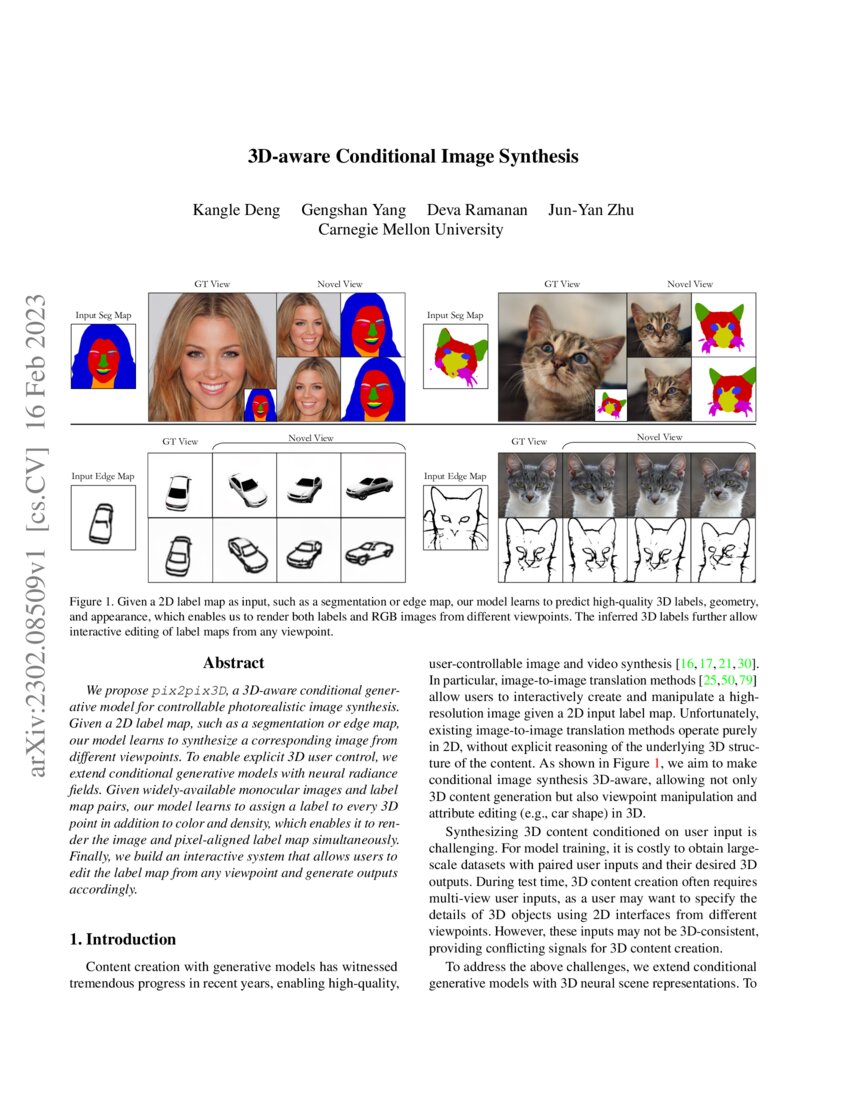 3d Aware Conditional Image Synthesis Deepai