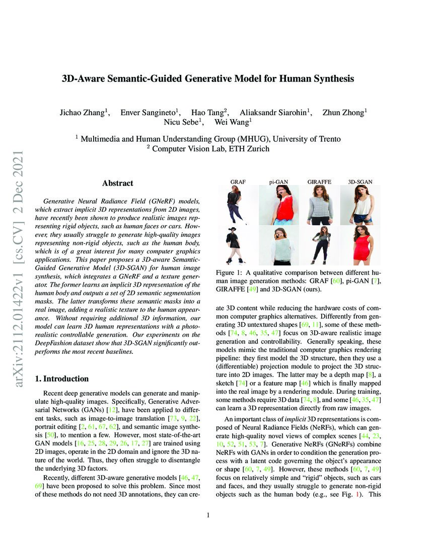 3D-Aware Semantic-Guided Generative Model for Human Synthesis | DeepAI