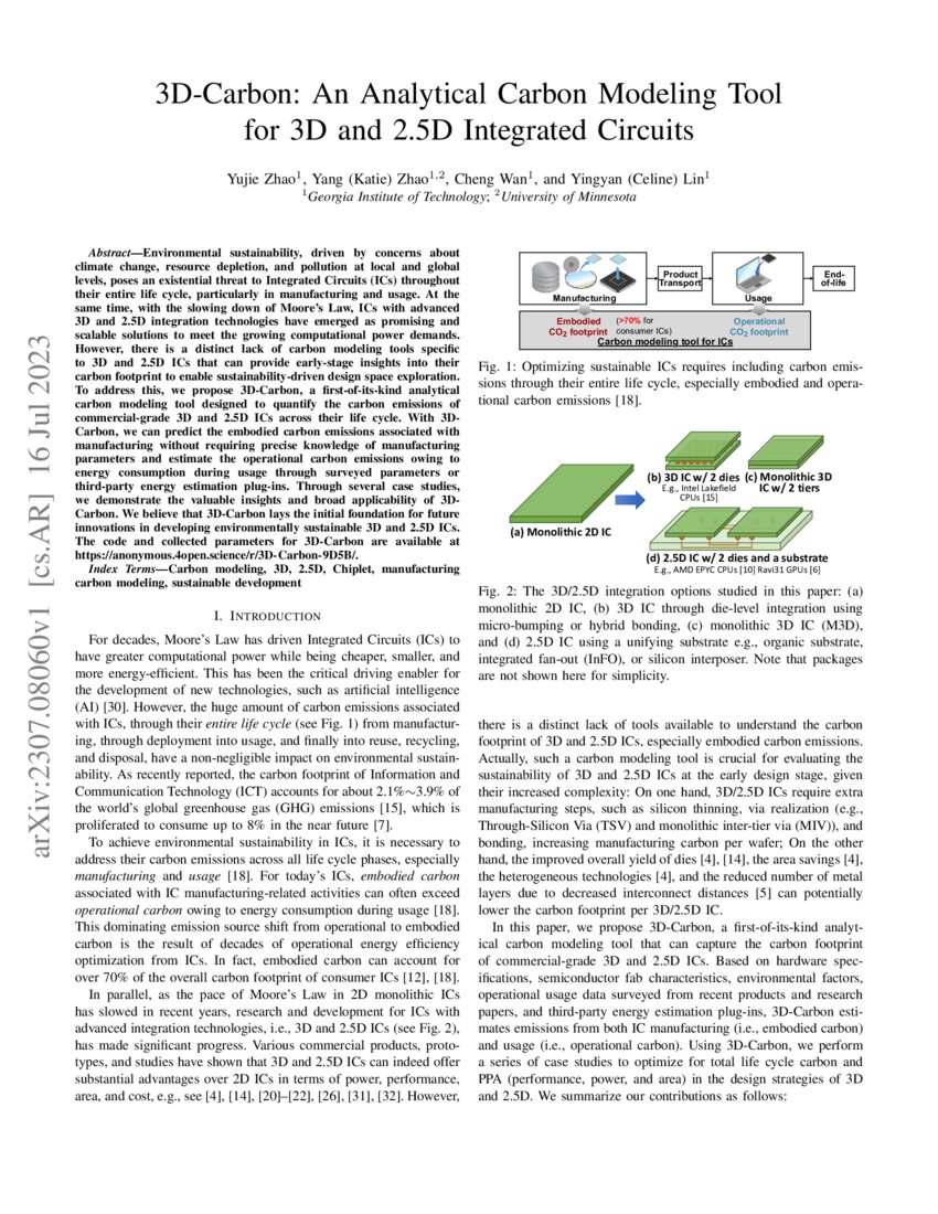 3D-Carbon: An Analytical Carbon Modeling Tool for 3D and 2.5D ...