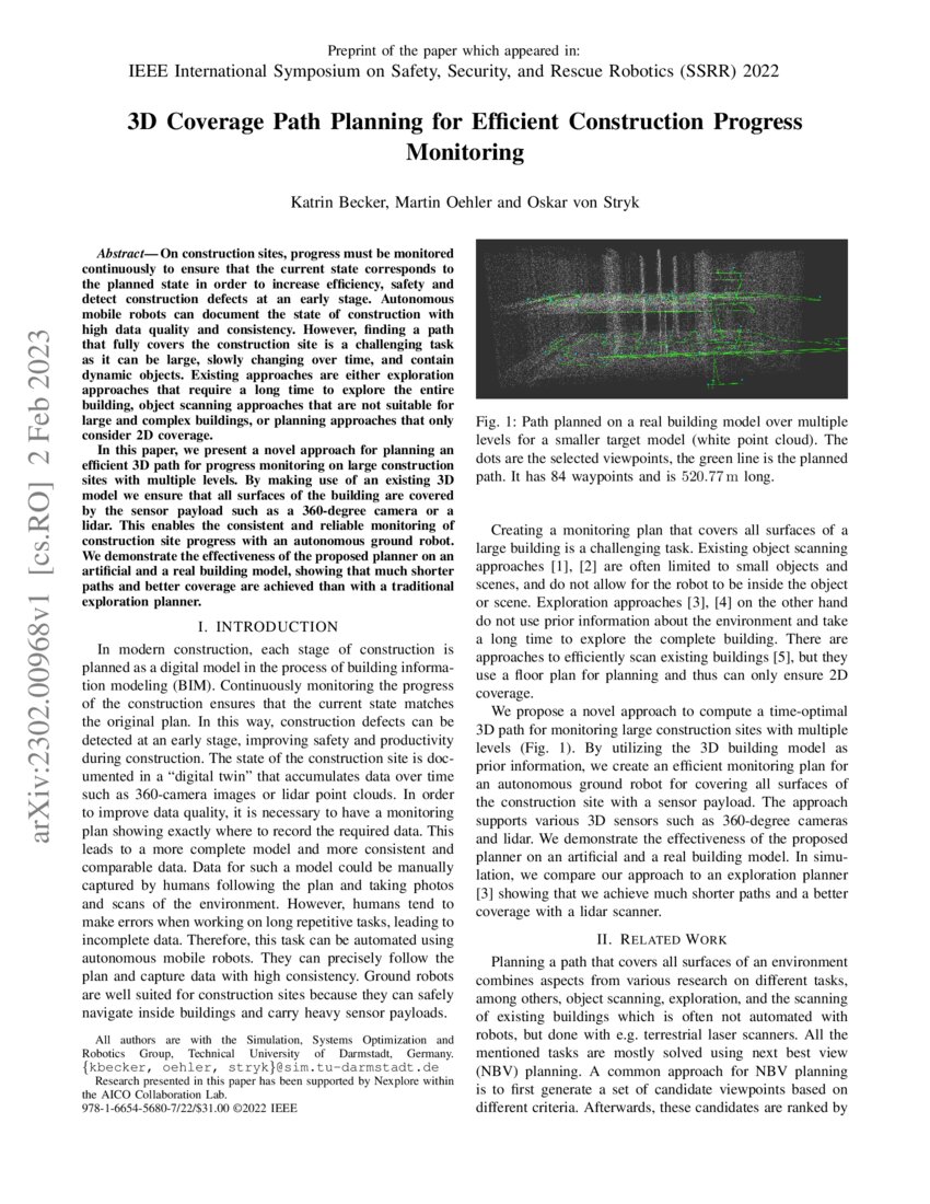 3d Coverage Path Planning For Efficient Construction Progress Monitoring Deepai