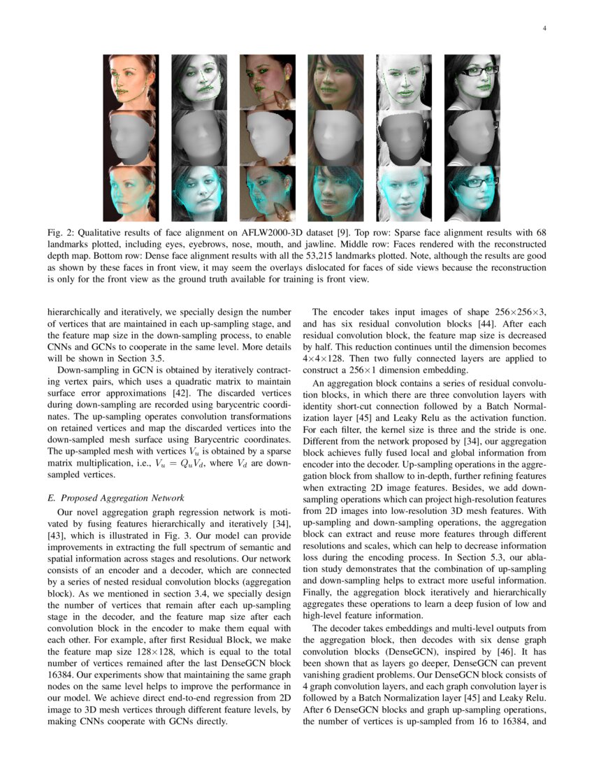 3D Dense Face Alignment with Fused Features by Aggregating CNNs and ...