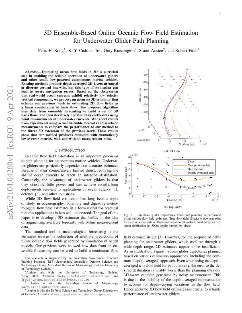 3D Ensemble-Based Online Oceanic Flow Field Estimation for Underwater Glider Path Planning | DeepAI