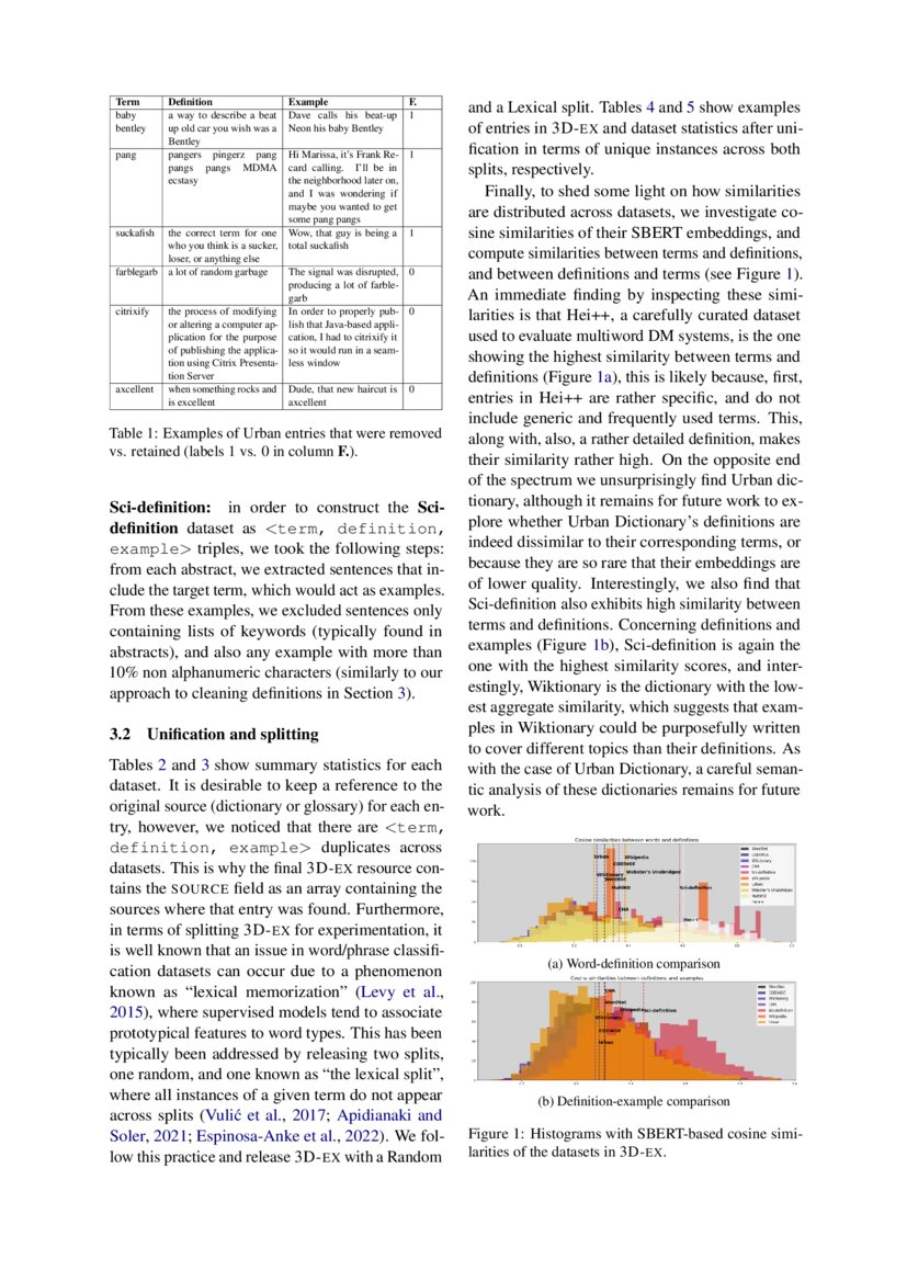 3D-EX : A Unified Dataset of Definitions and Dictionary Examples | DeepAI