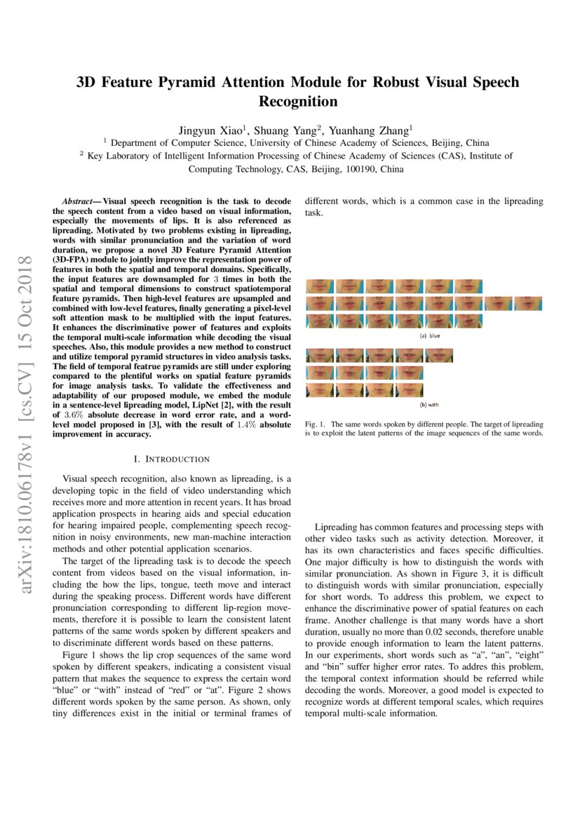 3D Feature Pyramid Attention Module for Robust Visual Speech Recognition | DeepAI