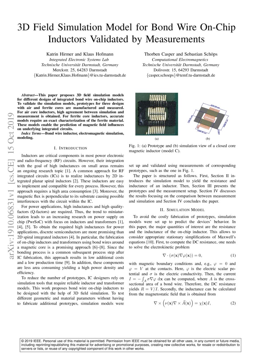 3D Field Simulation Model for Bond Wire On-Chip Inductors Validated by ...