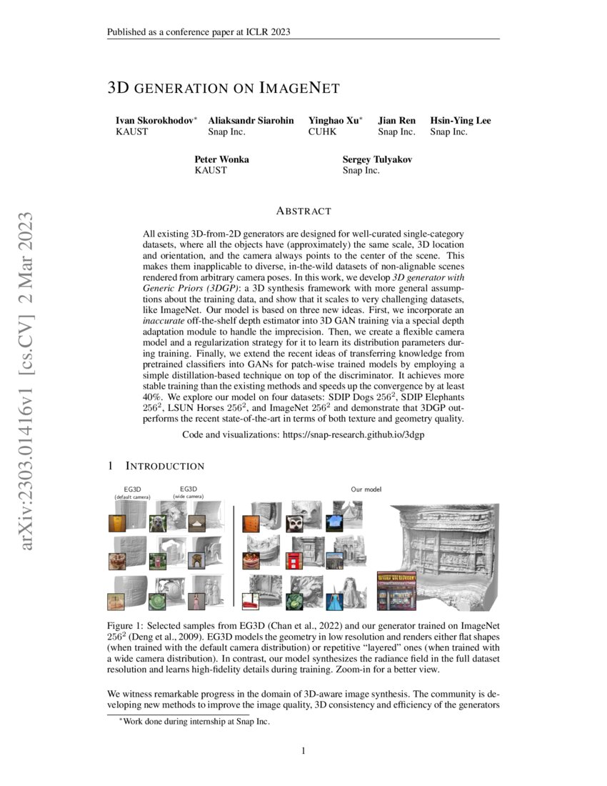 3D generation on ImageNet | DeepAI