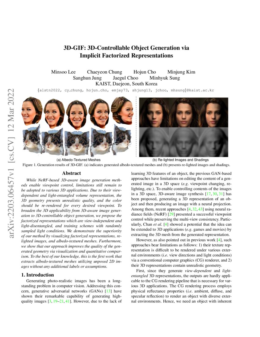 3d 3d Controllable Object Generation Via Implicit Factorized Representations Deepai