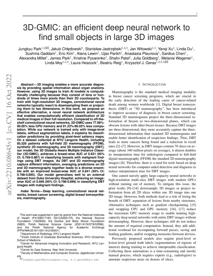 3D-GMIC: an efficient deep neural network to find small objects in large 3D images | DeepAI