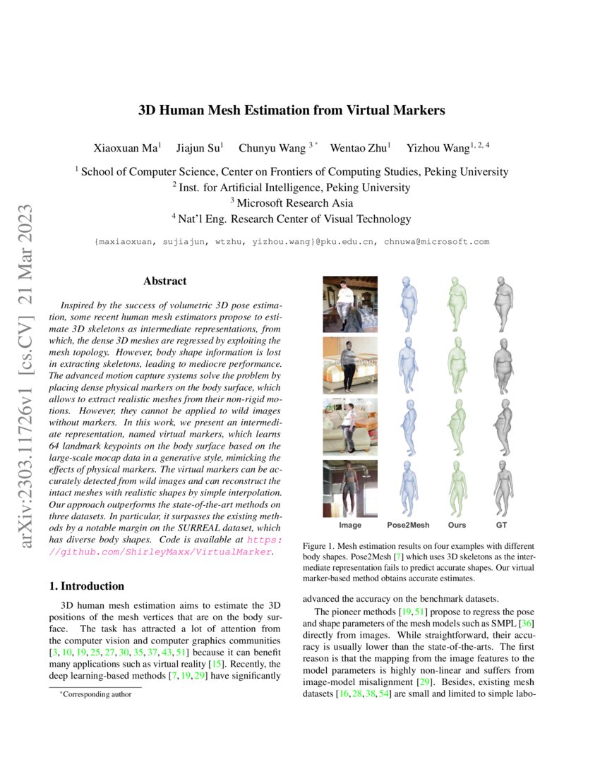 3D Human Mesh Estimation from Virtual Markers | DeepAI