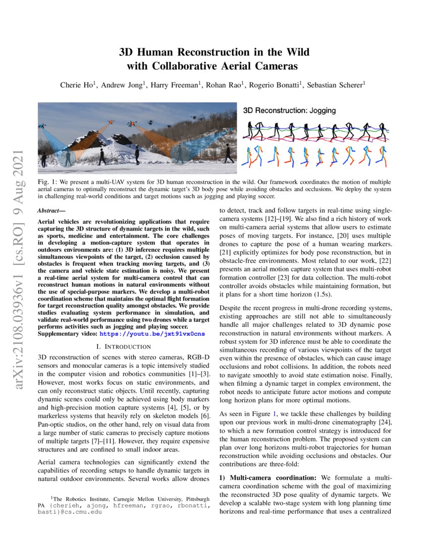 3D Human Reconstruction in the Wild with Collaborative Aerial Cameras ...