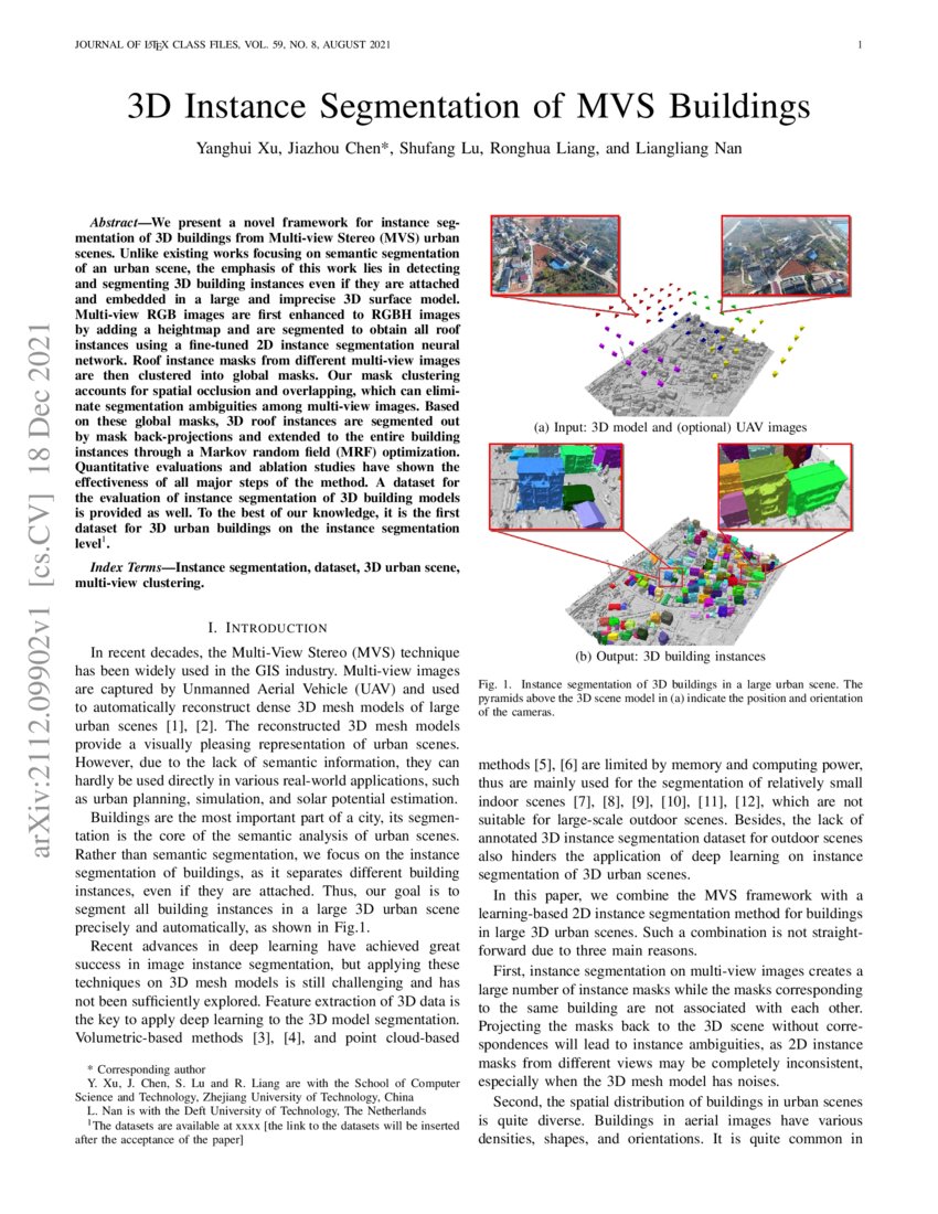 3D Instance Segmentation of MVS Buildings | DeepAI