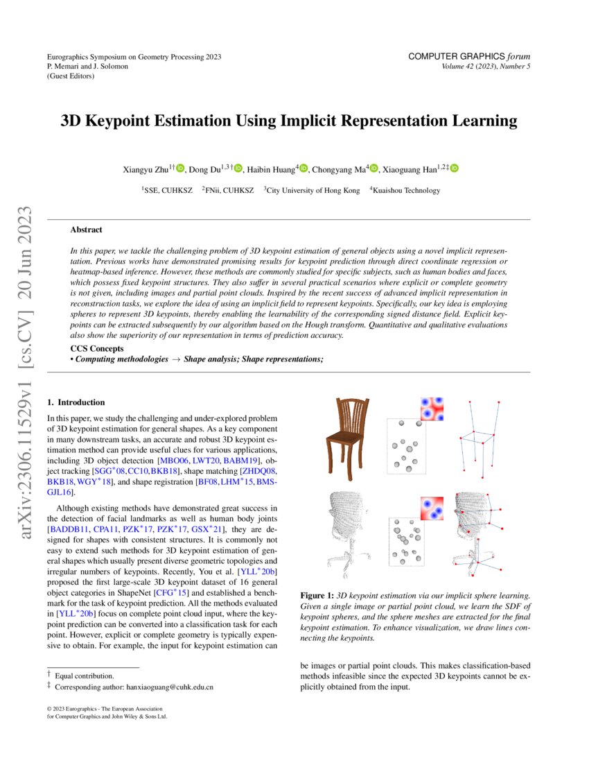3d Keypoint Estimation Using Implicit Representation Learning Deepai