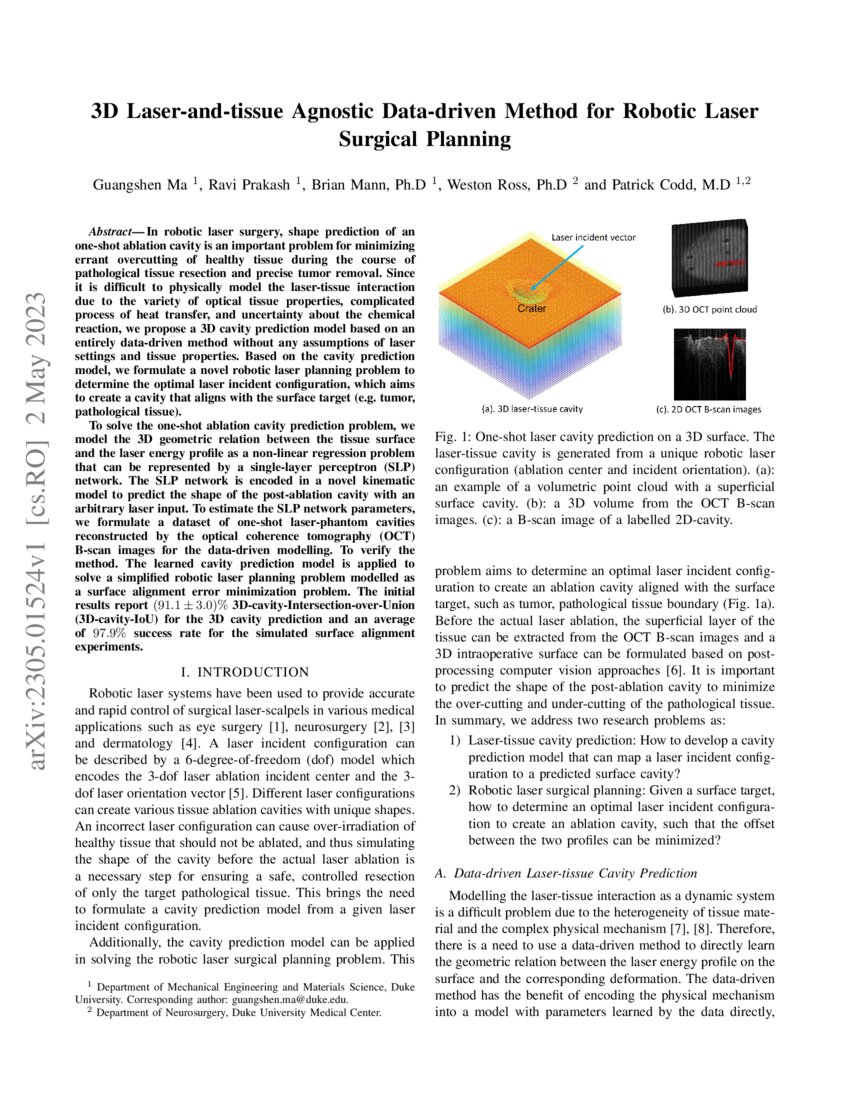 3D Laser-and-tissue Agnostic Data-driven Method for Robotic Laser ...