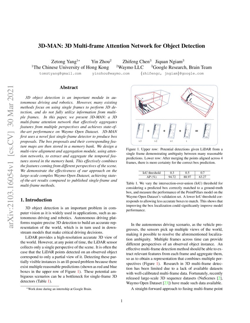 3D-MAN: 3D Multi-frame Attention Network for Object Detection | DeepAI