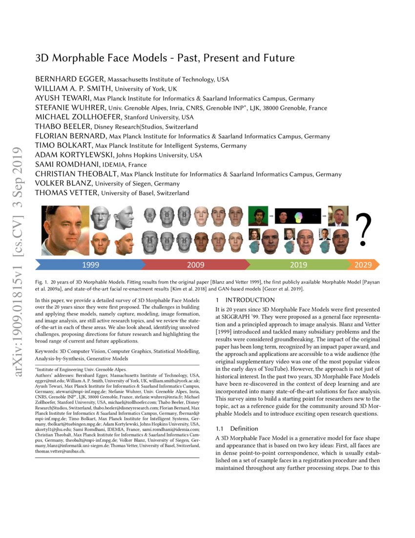 3D Morphable Face Models – Past, Present and Future | DeepAI