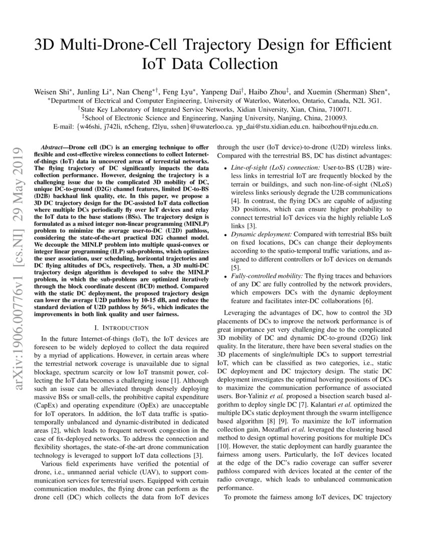 3D Multi-Drone-Cell Trajectory Design for Efficient IoT Data Collection ...