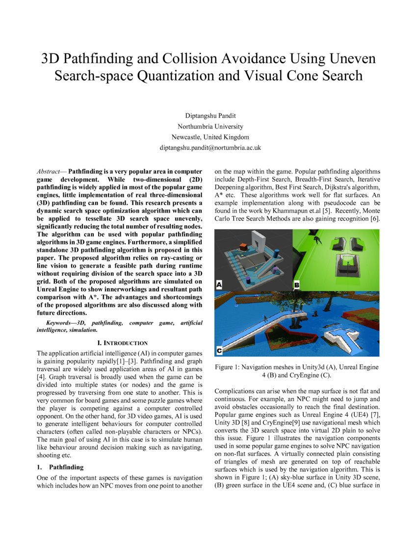 3D Pathfinding and Collision Avoidance Using Uneven Search-space Quantization and Visual Cone ...